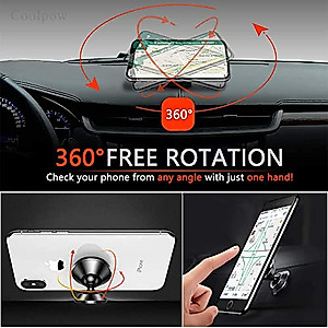 【2-PACK】Magnetic phone holder for car, [ Super Strong Magnet ] [ with 4 Metal Plate ] iPhone Magnetic car mount for cell phone, [ 360° Rotation ] Universal Dashboard car Mount Fits All Smartphones