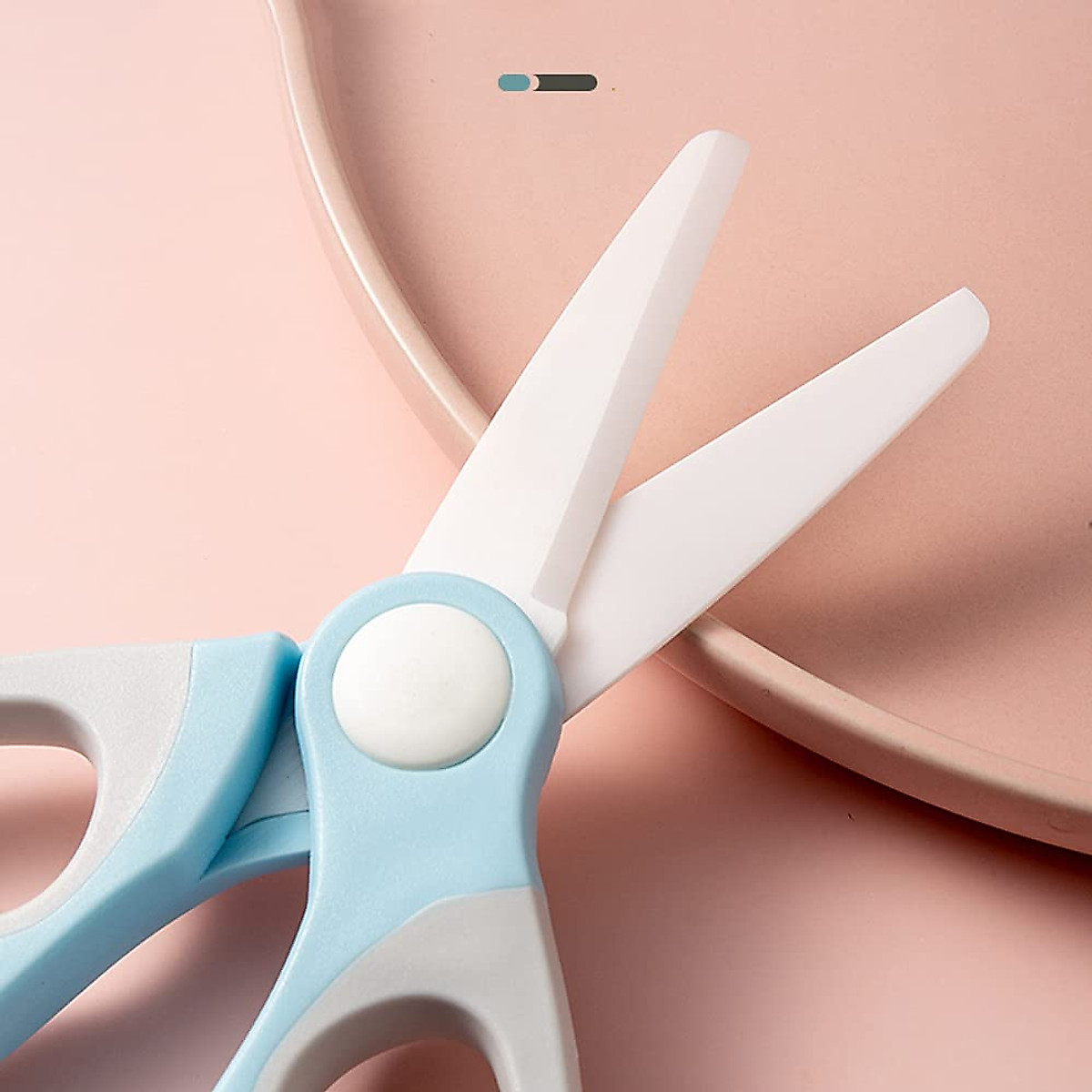 DAMPEN Ceramic Scissors,Soft-grip Handles,Safety Healthy ,Kitchen Scissors,Baby Food Ceramic Scissors with Travel Cover for Kids Food 2 PACK(PINK AND GREEN) (DPS-1)