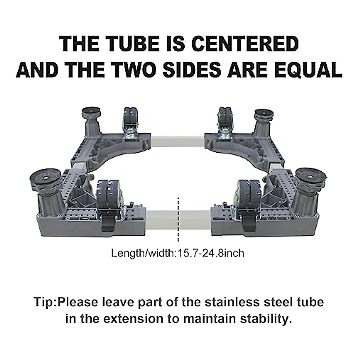Pameloo Adjustable Washing Machine Stand 5.7" to 24.8" Wide, 4 Wheels Base Heavy Duty Laundry Appliance Support, Anti-Vibration Washer Pedestal and Dryer Base, Home Appliance Mobility Solution