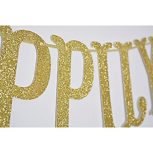Happily Ever After Glitter Bunting Banner, Engagement,Bridal Shower, Wedding Party Decorations (Gold)