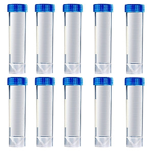 50 Pcs 50 ML Centrifuge Tubes ABuff Plastic Test Tubes with Blue Screw Caps, Clear Plastic 50ml Test Tube with Conical Bottom, Self Standing Leak-Proof PRP Tubes for Cold Storage