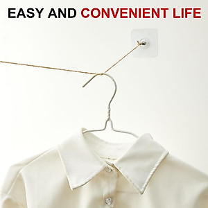 Beeveer 12 Pcs Heavy Duty Adhesive Wall Hooks Ceiling Wall Hangers Without Nails Practical Stainless Steel Waterproof for Indoor Outdoor Kitchen Home Office Hanging Plant(PVC+Stainless Steel,Chic)