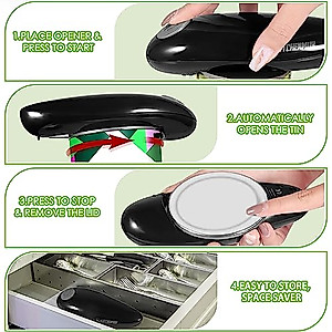 Hands Free Battery Operated Electric Can Opener No Sharp Edge, Can Opener Electric for Seniors, Arthritis, Electric Can Openers for Kitchen Food-Safe Magnetic Catches Cover