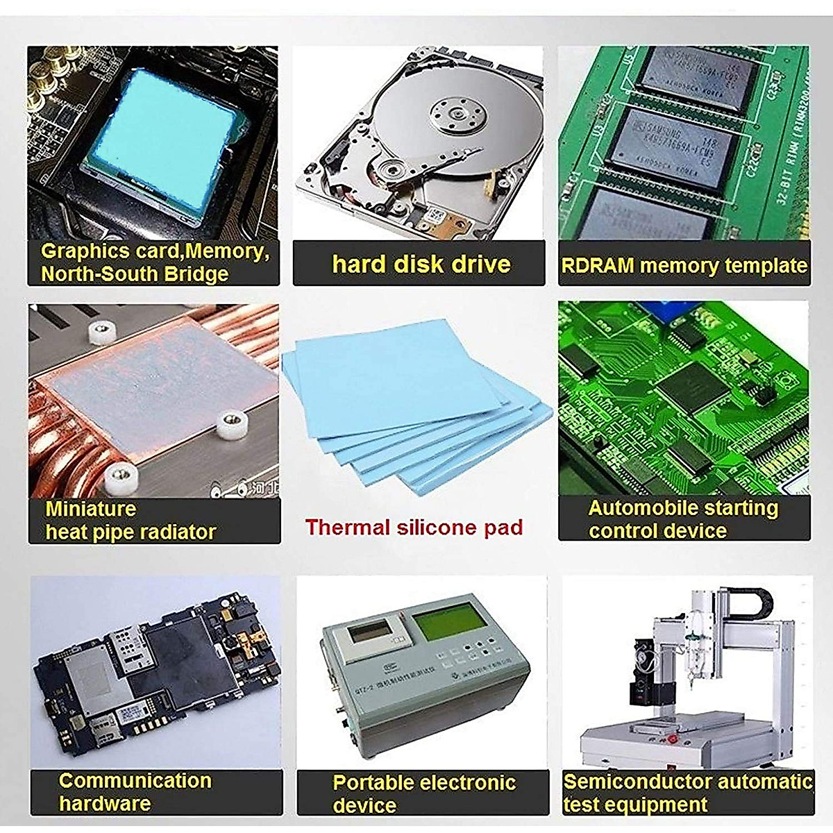 AIYUNNI Thermal Pad,200x200x2mm Highly Efficient Thermal Conductivity 6.0 W/mK, Insulated Heat Resistant High Temperature Resistant Silicone Thermal Pad for IC SSD CPU GPU Heat Sink LED Cooling