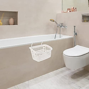 Zerodeko 3Pcs Plastic Hanging Shower Baskets, Waterproof Shower Caddy with Hooks, Storage Hanger Baskets Bathroom Sundries Holders Kitchen Cabinet Organizer Basket