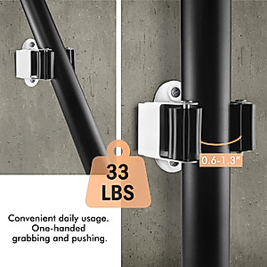 Adhesive Broom Holder Wall Mount - 9 Pack White Mop Hanger Cleaning Tools Handle Grippers Organizers - Heavy Duty Metal Broom Clip Hooks for Laundry Room Utility Closet Garage Garden Bathroom