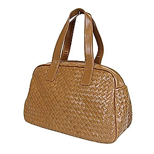 Bottega Veneta Women's Brown Leather Woven Dome Boston Bag