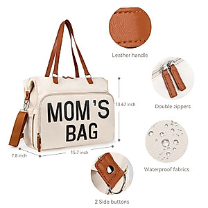 Diaper Bag Backpack Baby Bag, 4 in 1 Diaper Bag Tote, Mom Bag for Hospital with 14 Pockets, Diaper Tote Bag for Labor & Delivery, Large Waterproof Baby Travel Bag with 3 Insulated Pockets, Beige