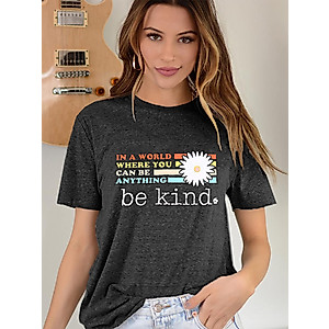 Be Kind Shirts Women Anything Be Kind Shirt Daisy Graphic Tee Inspirational T-Shirt Letter Printed Tee Tops