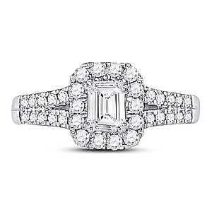 The Diamond Deal 14kt White Gold Emerald Diamond Solitaire Bridal Wedding Engagement Ring 1 Cttw