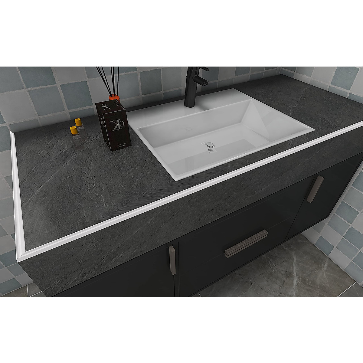 KLYWUN 39-inch Shower Threshold Water Dam, Keep Water In Shower or Countertop Dry, Apply Toapply To Countertop, Shower, Bathroom, Bathtub Self Adhesive Caulk Seal Strip Edge （White）