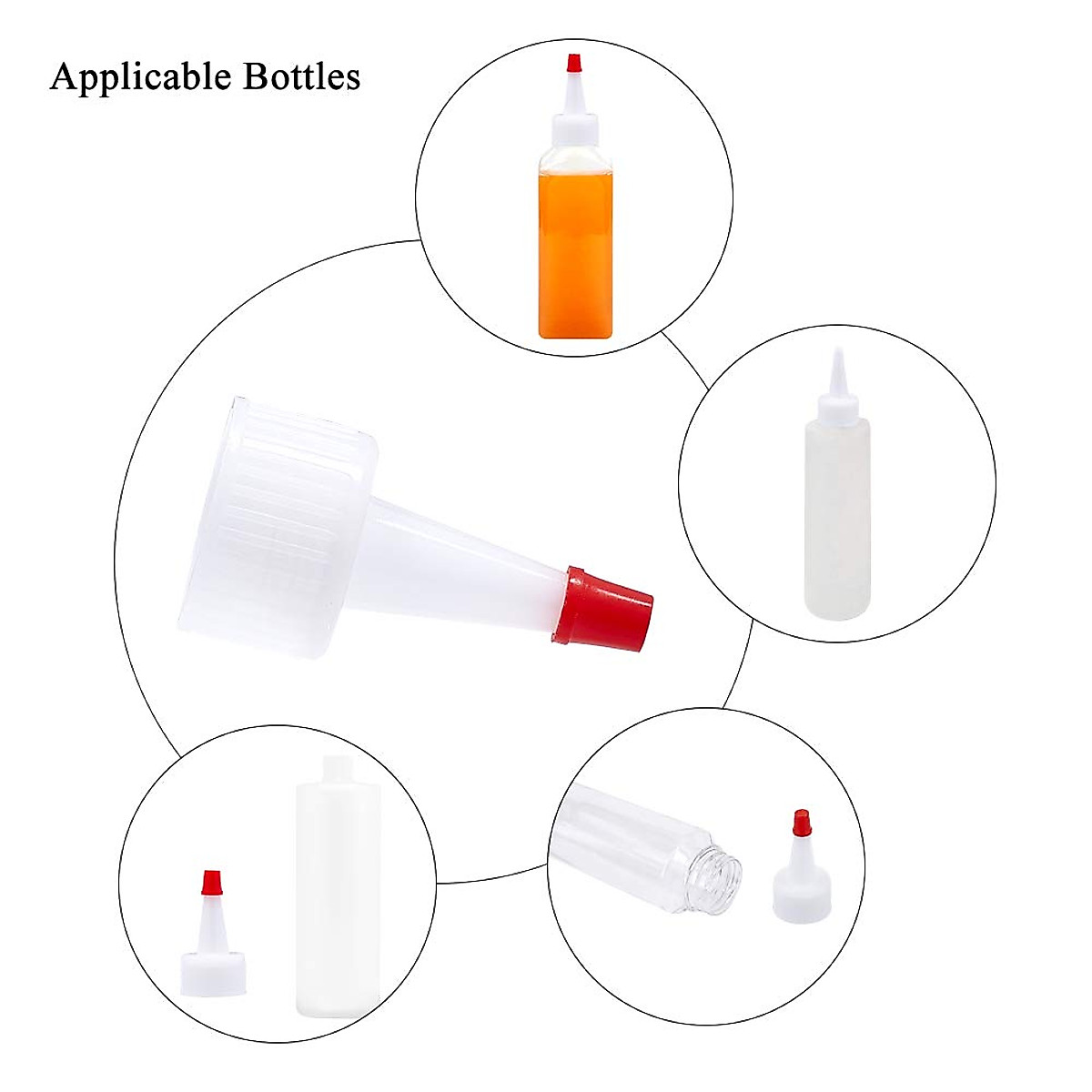 PH PandaHall 50 Pack 24/410 Squeeze Bottle Caps Red-Tip Caps Yorker Dispensing Cap with Red Seal Replacement Caps Twist Top Caps for Fragrance Oil Bottles Glue Bottles, Neck Diameter: 26mm
