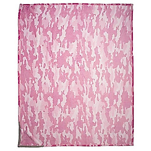 Pavilion Gift Company -Pretty in Pink Dangerous in Camo - Pink Camouflage 50 x 60 Inch Super Soft Royal Plush Blanket with Snack, Phone Or Remote Holder Pocket in The Corner (35153)