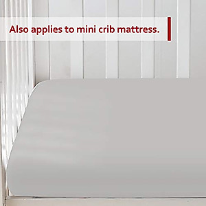 Pack n Play Fitted Sheet, 100% Cotton, Stretchy Pack n Play Sheets, Ultra Soft Breathable Mini Crib Sheets, Convertible Playard Mattress Cover, Hypoallergenic Playard Playpen Sheet, Grey