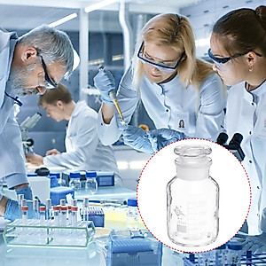 PATIKIL 250mL Reagent Media Bottle, 1Pcs Round Graduated Glass Storage Bottle with Clear Cap for Chemistry Lab Universities Home, Clear