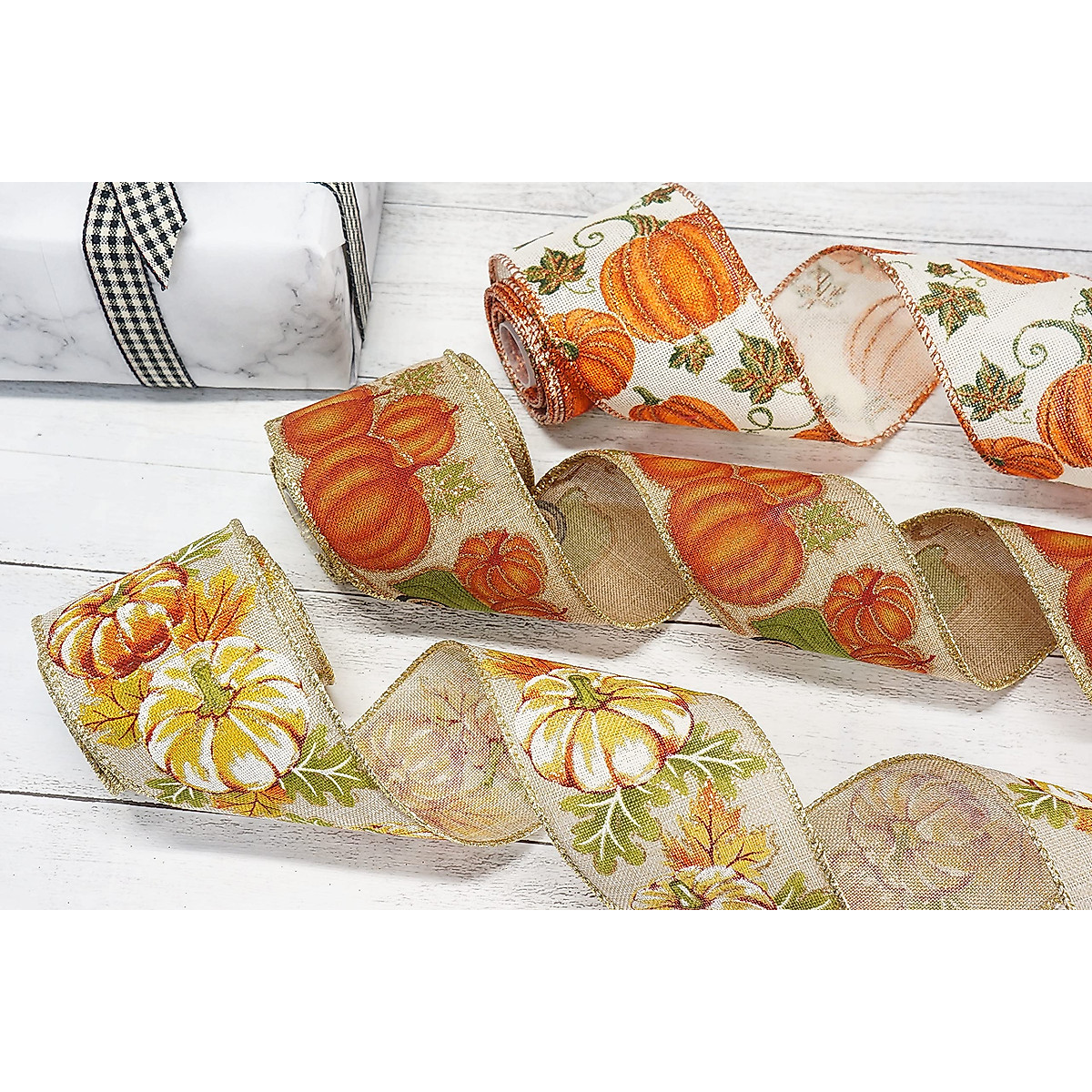 CT CRAFT LLC Christmas Wired Ribbon Assortment 27 Yards (2.5 Inch Wide 3Yards 9Rolls) for Christmas Fall Home Decor, Gift Wrapping, Bow Making, Wreath, DIY Crafts