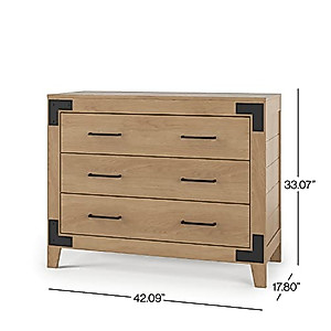 Child Craft Lucas 3 Drawer Wood Dresser, Anti-Tip Kit, Extra-Large Storage for Baby Nursery, Kid’s Room (Nutmeg)