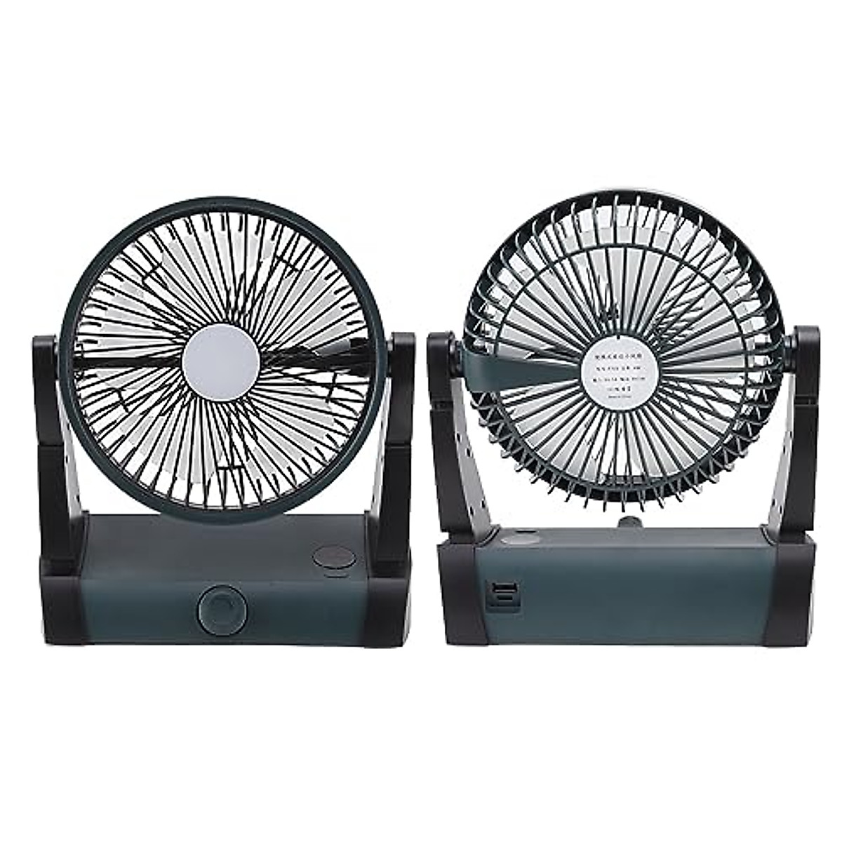 GLOGLOW USB Portable Fan, 5000mAh Battery Silent Motor Rechargeable Portable USB Small Desk Fans 2 Levels LED for Camping (Green)