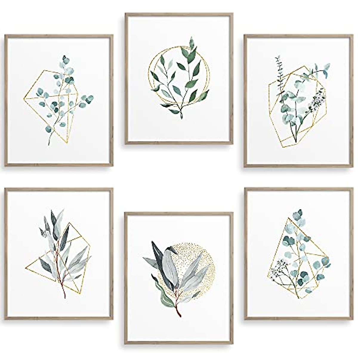 RYVE Botanical Wall Art - Set of 6 Botanical Prints - Art Prints, Plant Wall Decor, Eucalyptus Wall Decor, Plant Wall Art Prints, Green Wall Art Decor, Plant Prints, Leaf Wall Art (8x10 - UNFRAMED)