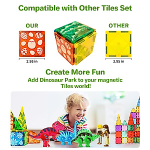 Asago Magnetic Tiles Dinosaurs Magnet Building Blocks Toys for Kids ages 3-5 4-8 8-12 Creative Animals Educational Stack Tile Construction for Boys Girls Toddlers 5-7 Year Old to STEM Learning