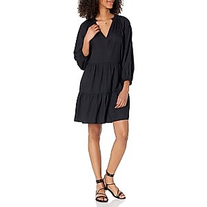 The Drop Women's @caralynmirand Ruffle-Neck Tiered Mini Dress, Black, 2X, Plus Size