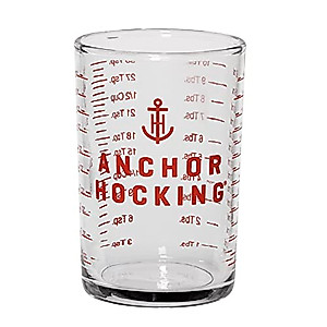 Anchor Hocking Glass Measuring Cup, 4 Pieces, Set Includes 5 oz, 1-cup, 2-cup, 4-cup