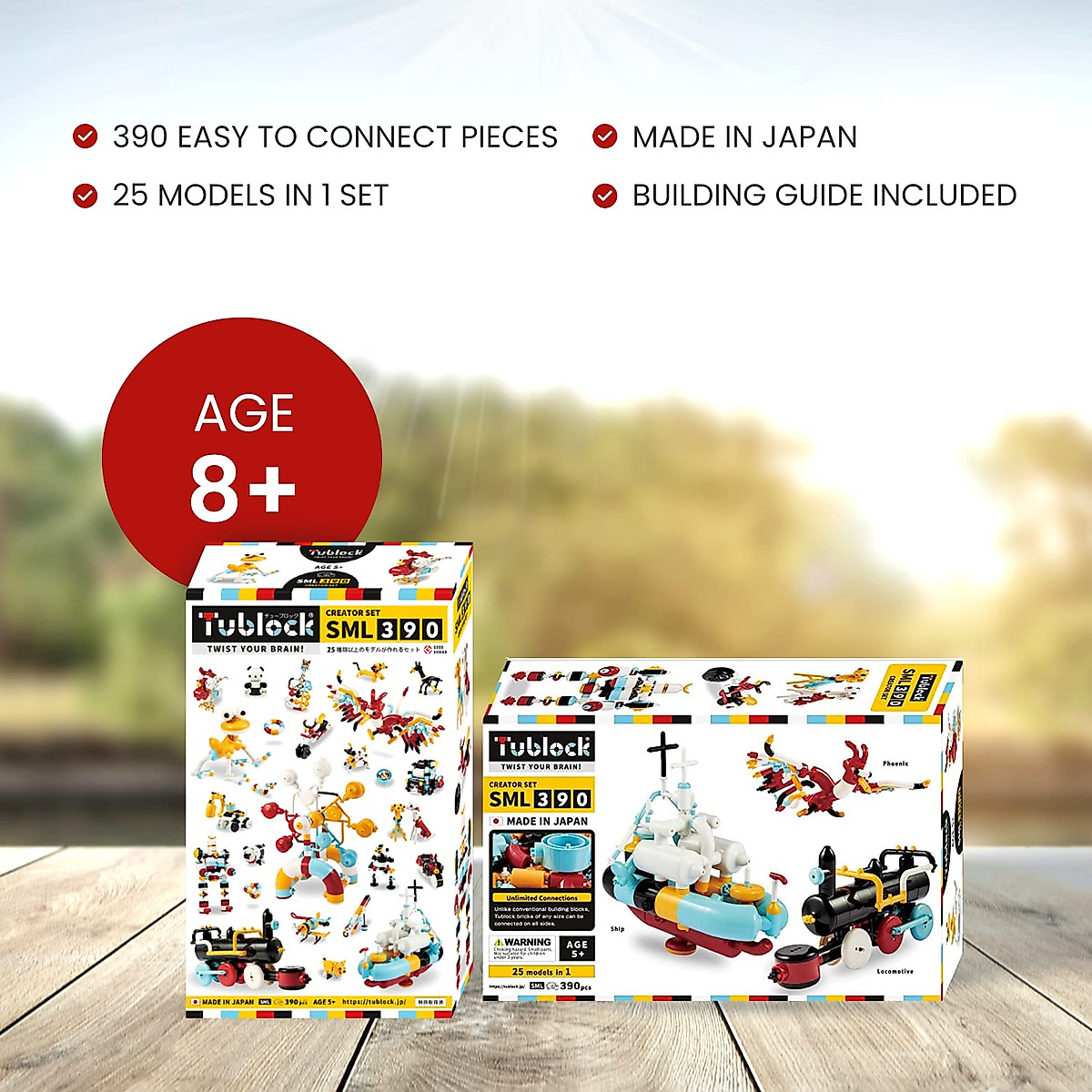 Tublock Creator Set (SML 390 Pieces) | Creative and Educational Brick Building Toys for Girls and Boys | Colorful Building Bricks Set | Innovative Curved Bricks for Building with Movable Pieces