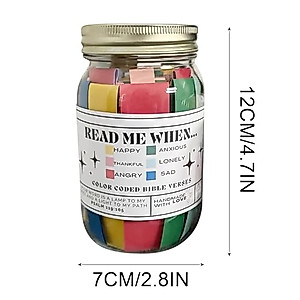 Bible Verses Jar for Emotions and Feelings, Read Me When Bible Verses Jar, Color Coded Scripture Jar Colorful Bible Jar, Prayer Jar with Lid and Cards (3pc, Plastic)
