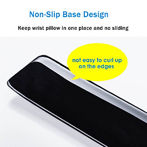 SANWA Gel Mouse Wrist Rest, PU Leather Ergonomic Wrist Support for Mouse, Pain Relief Wrist Cushion, Non-Slip Wrist Pillow for Computer, Laptop, Office, Gaming, Black, 6.7x2.7x0.75 inch