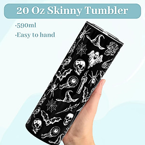 Black Goth Tumbler 20 Oz, Witch Goth Halloween Gifts for Women, Witchy Gothic Halloween Tumbler Coffee Mug Cup Water Bottle Drinking Cup for Cold or Hot Drinks, Halloween Goth Stuff Accessories Things