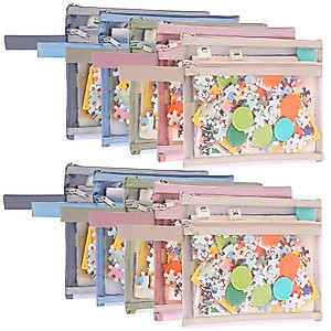 EOOUT 10 Pack Colored Mesh Zipper Pouch Bags, A5 Double-Layer Nylon Puzzle Organizers and Storage Building Block Board Game Storage Breathable Clear Zipper Bags for Office Home Games