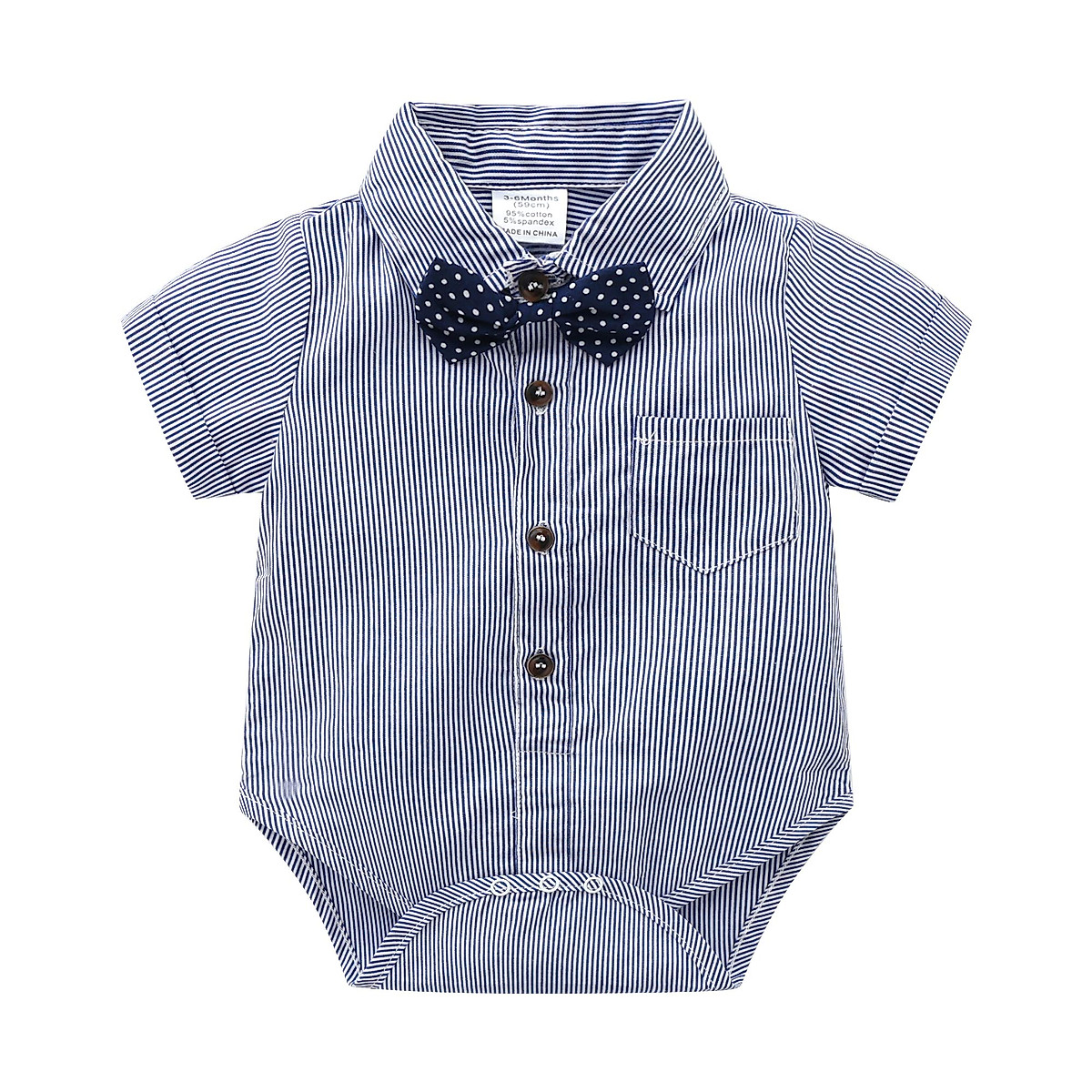 Baby Boys Gentleman Outfits Suits, Infant Short Sleeve Shirt+Bib Pants+Bow Tie Overalls Clothes Set,6-9M