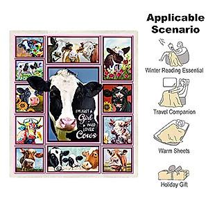 Cow Print Blanket Cow Decor Bedding Throw Blanket for Girl Women Christmas Valentine's Birthday Gifts Soft Cute Farm Animal Cow Blanket