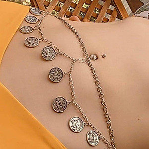 Asooll Gold Belly Body Chain Layered Coin Waist Chain Bikini Belly Jewelry Fashion Beach Bikini Club Rave Party Body Accessories Jewelry for Women and Girls