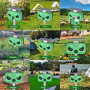 Upgraded Solar Ultrasonic Animal Repellent, Outdoor Powered Squirrels Deterrent with Motion Sensor,Sound and LED Flashing,Waterproof Deer Repeller,Animal Repellent for Cat Dog Bird Rabbit Wild 028