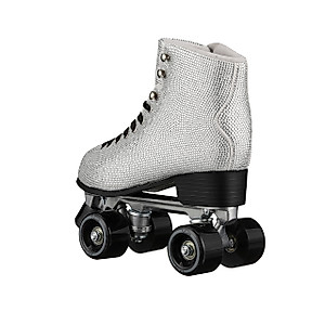 Cruze Quad Womens Roller Skates, Outdoor Quad Skates Designed for Women by Fit-Tru - Size 9 (Glitter)