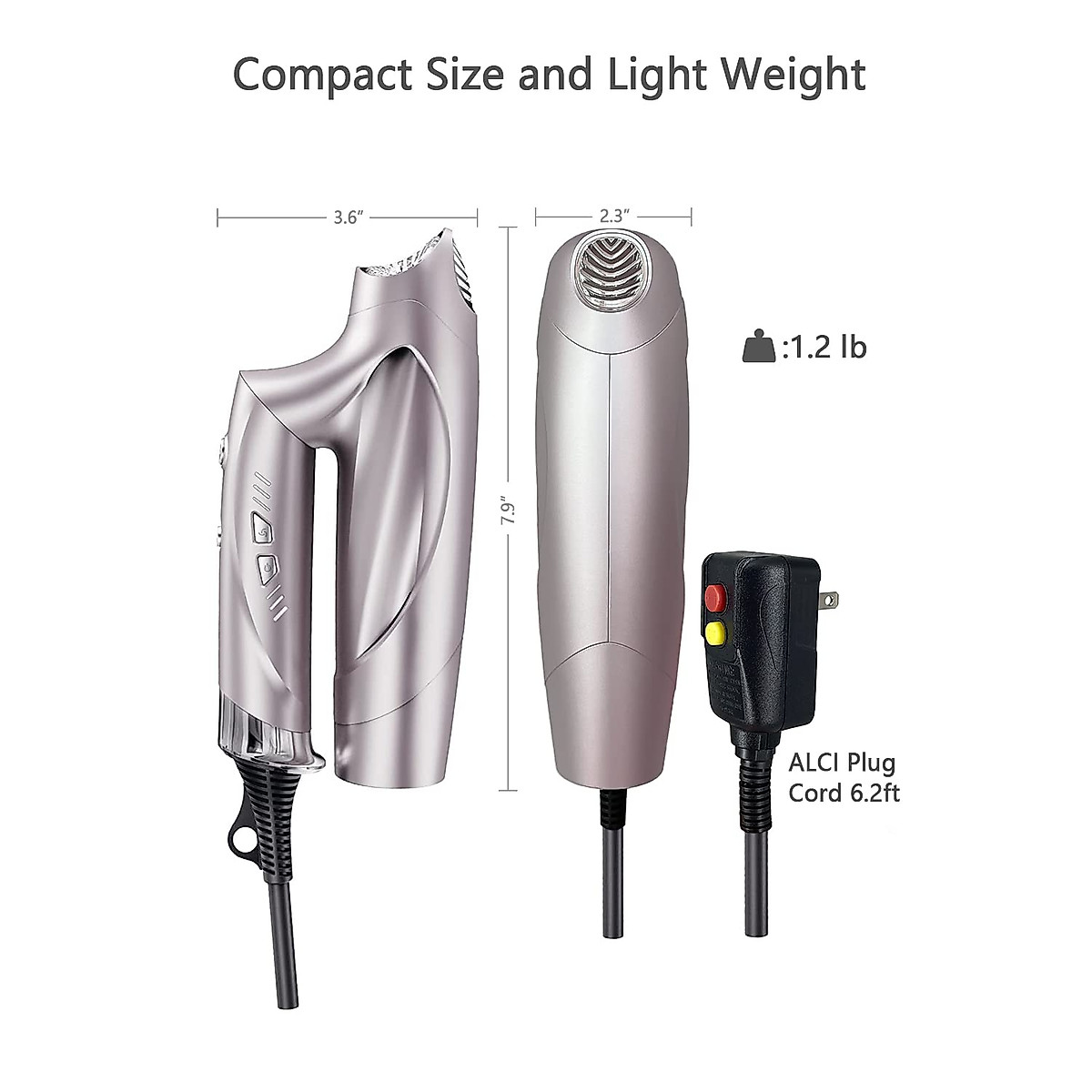 ZEITE Professional Fast Drying Hair Dryer with Foldable Handle,Ionic Blow Dryer,High Speed Low Noise,Magnetic Nozzle,for Home Travel and Salon