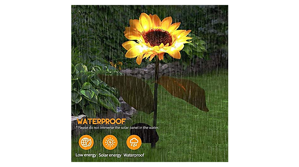JHBOX Solar Sunflower Lights 4-Pack | Outdoor Garden Decor
