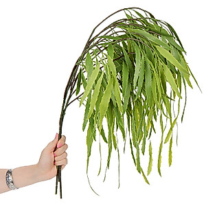 Artificial Hanging Plants 3 Pcs Faux Branches Greenery Leaves Stems Plants Real Touch Leaf Fake Plant Decor for Home Room Garden Floral Bouquets Centerpiece Wedding Holiday Indoor Outdoor Decoration