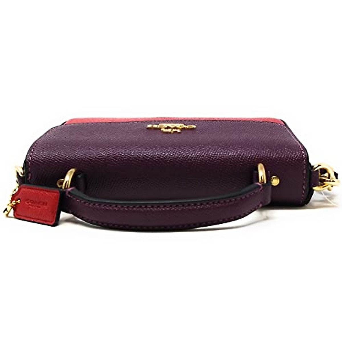 COACH Women's Mini Josie Top Handle Crossbody Shoulder Bag (Crossgrain Leather - Colorblock - Boysenberry Multi)