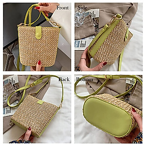 Gogobear Women Small Straw Shoulder Bag Large Woven Crossbody Bag with Removable Shoulder Strap Summer Beach Purse,Black