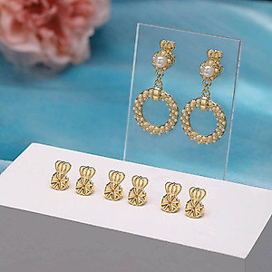 3 Pairs Earring Backs for Droopy Ears,10MM Adjustable Crown Large Earring Backs for Heavy Earring,18K Gold Plated Hypoallergenic Earring Lifters Secure Earring Backs for Studs(White+Gold)