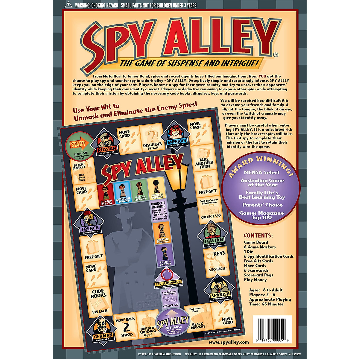 Spy Alley Mensa Award Winning Family Strategy Board Game