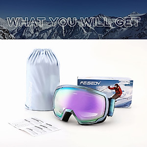 FEISEDY Goggles OTG - Over Glasses Motorcycle/Ski/Snowmobile Goggles for Men Women & Youth - 100% UV Protection B2960