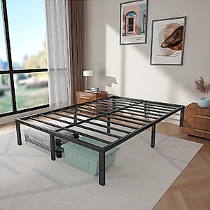 NOAH MEGATRON California King Size Platform Bed Frame 14 Inch Heavy Duty Metal Steel Slat Solid Mattress Foundation, Underneath Storage, No Box Spring Needed, Noise Free, Easy Assembly
