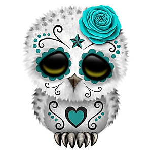 CafePress Cute Teal Blue Day Of The Dead Sugar Skull Owl Mug Ceramic Coffee Mug, Tea Cup 11 oz