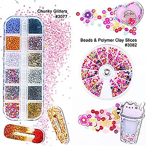 Iridescent Glitters, Holographic Sequins, Laser Flakes, Foil Chips, Beads, Mirror Chrome Pigment Powders, Resin Jewelry Making Kit Art Craft Supplies Pack of 22-Box 264 Designs