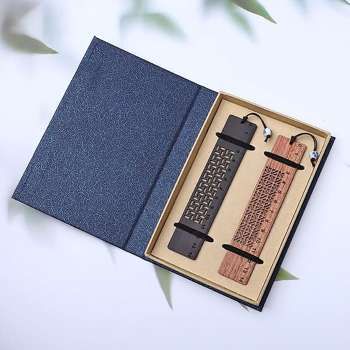 GGFLY Retro Rosewood Multifunctional Ruler Bookmark Chinese Style Gift Exquisite Carving Office Reading Book Clip Stationery