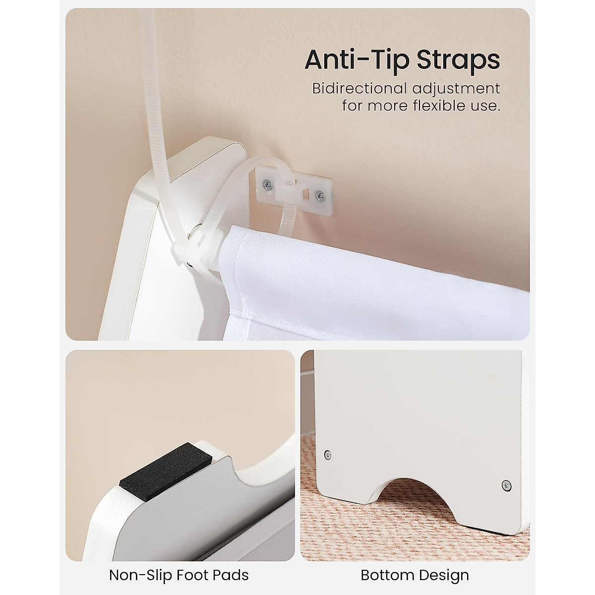 CHOEZON Kids Bookshelf and Toy Storage, 4 Tier Large Capacity Kids Book Rack, Sling Kids Bookcase, for Kids Room, Nursery, Playroom, White and Gray MCW06WT