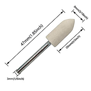 NGe 20Pcs 3/10inch Wool Felt Polishing Bits Mandrel White Cone Rotary Tool Accessories Kit Fit Dremel - 1/8inch Shank (3x8mm cone)